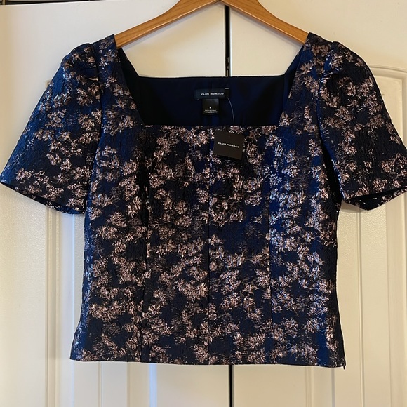 Club Monaco | Tops | Nwt Club Monaco Brocade Puff Sleeve Chemise | Poshmark
